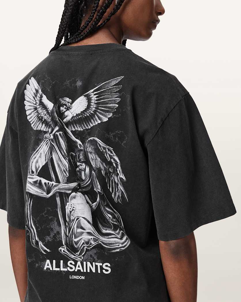 Seraph Amelie Oversized Graphic T-Shirt Washed Black | ALLSAINTS US